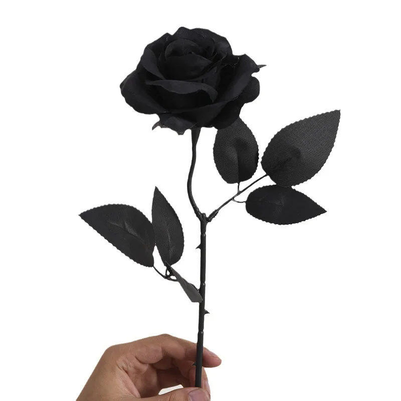 New-Pure-Black-Single-Rose-Halloween-Ghost-Festival-Horror-Gothic-Style ...