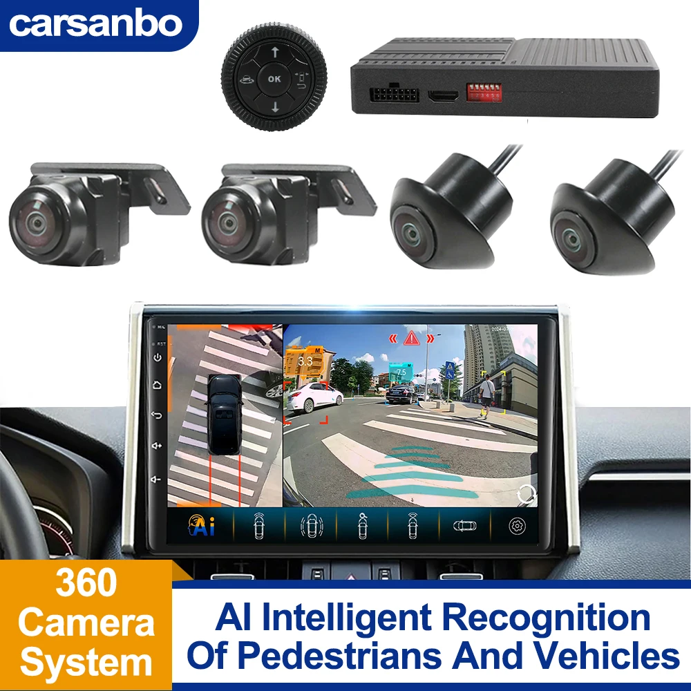 Carsanbo 360 AI Car Panoramic Camera System 1080P HD Camera Car Driving ...