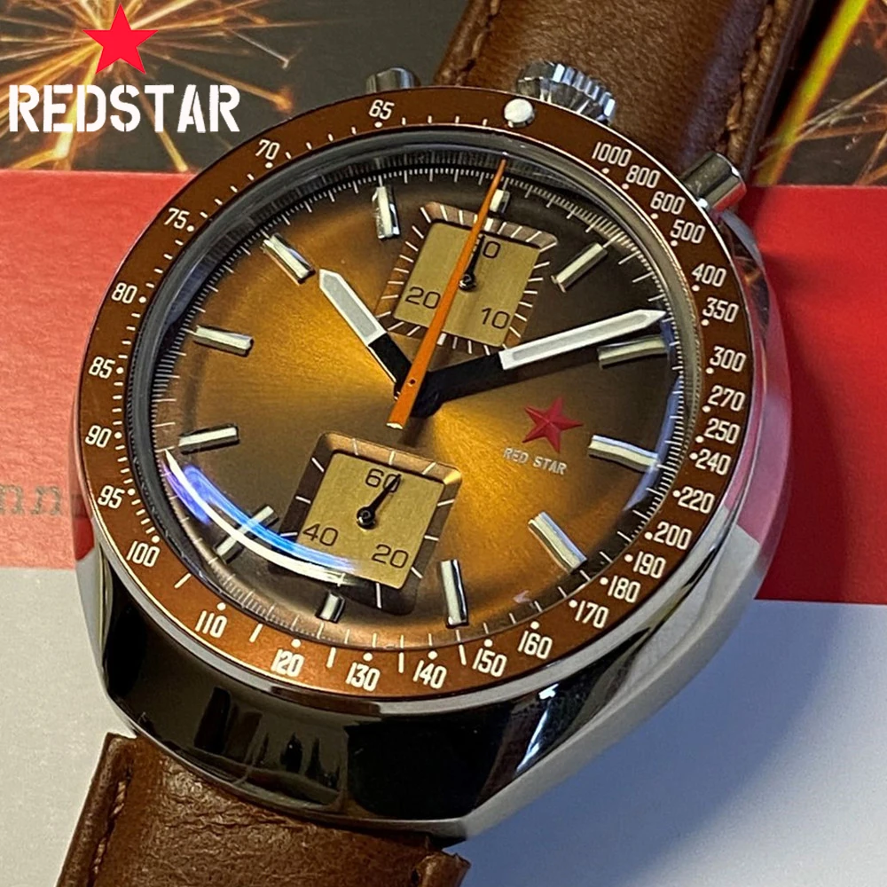 RED STAR 42mm Bull Head with Seagull Movement 1963 Chronograph ...