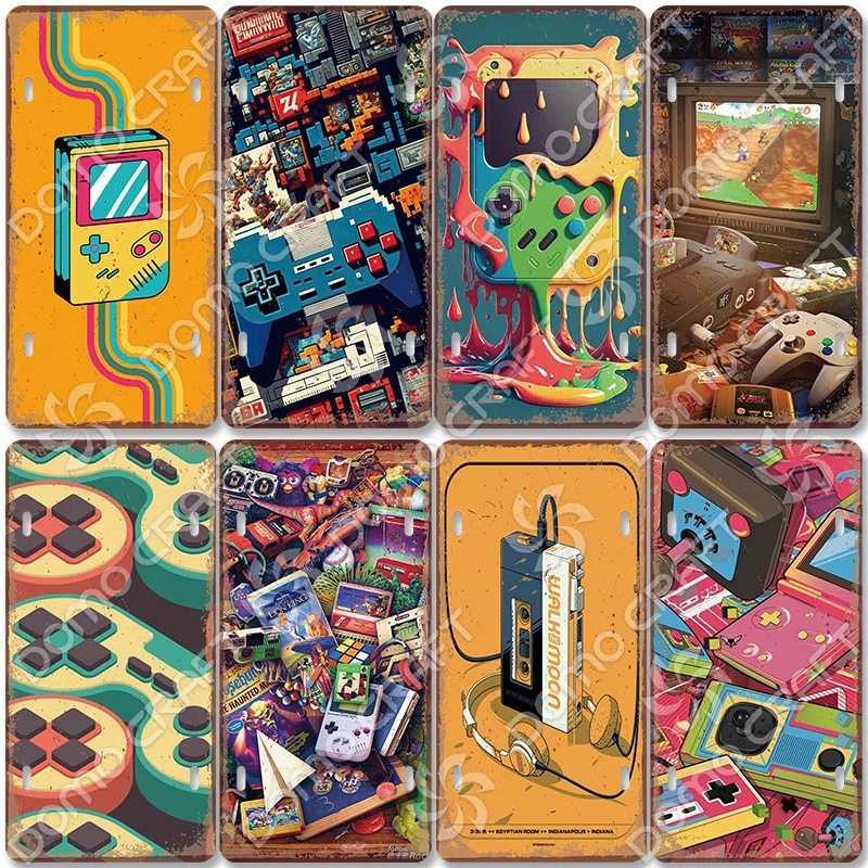 Retro-Video-Game-License-Plate-Metal-Tin-Sign-Gamepad-Play-Station ...