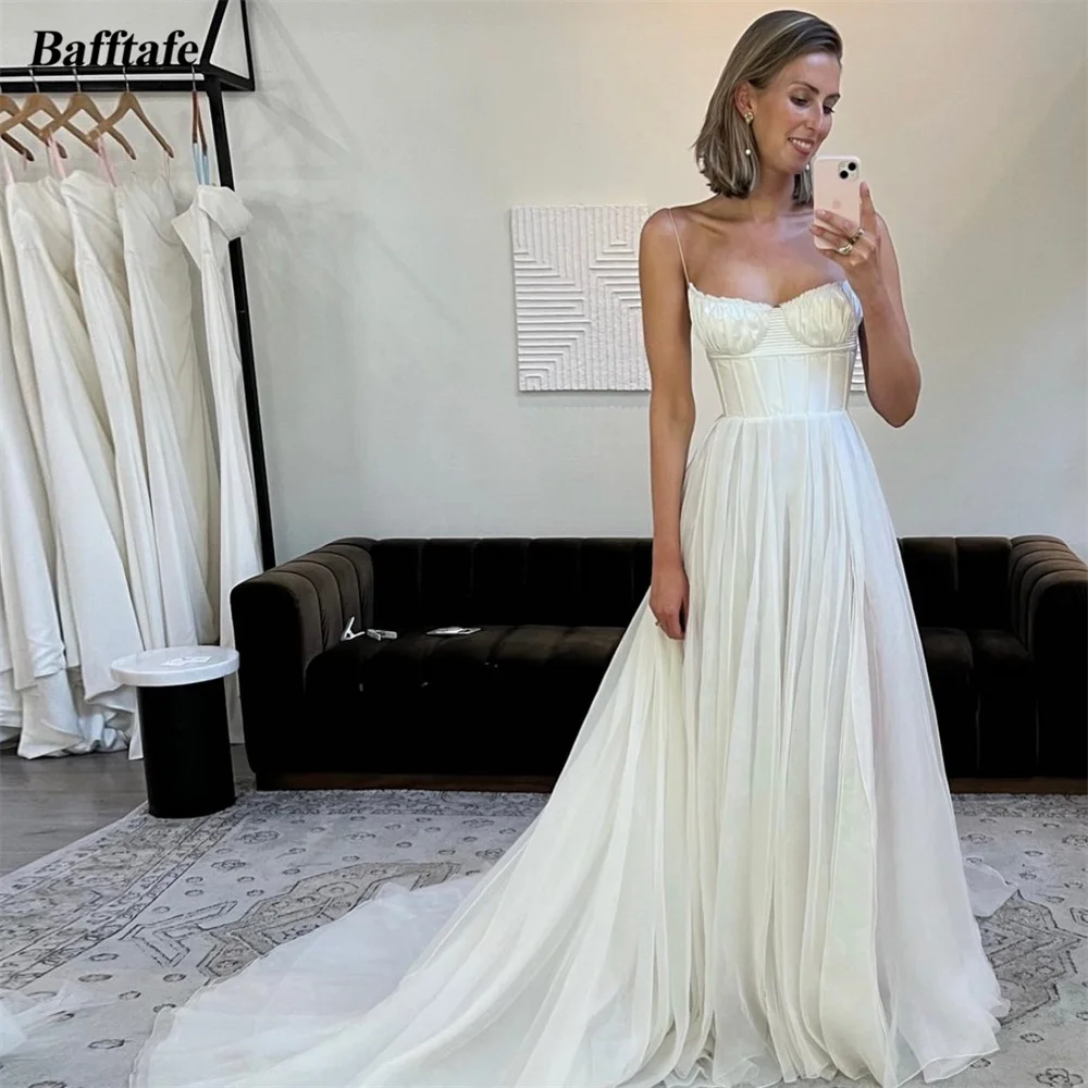 Bafftafe-A-Line-Organza-Wedding-Dresses-For-Bride-Spaghetti-Straps ...