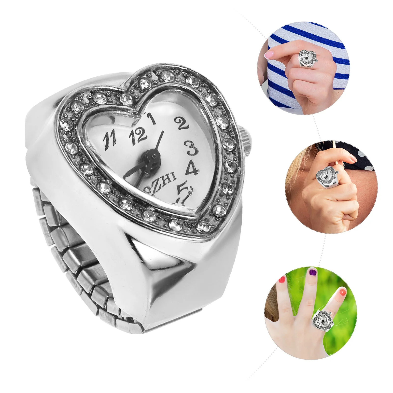 1Pc-Clocks-Watches-Elastic-Finger-Ring-Watch-Heart-Shape-Quartz-Watch ...