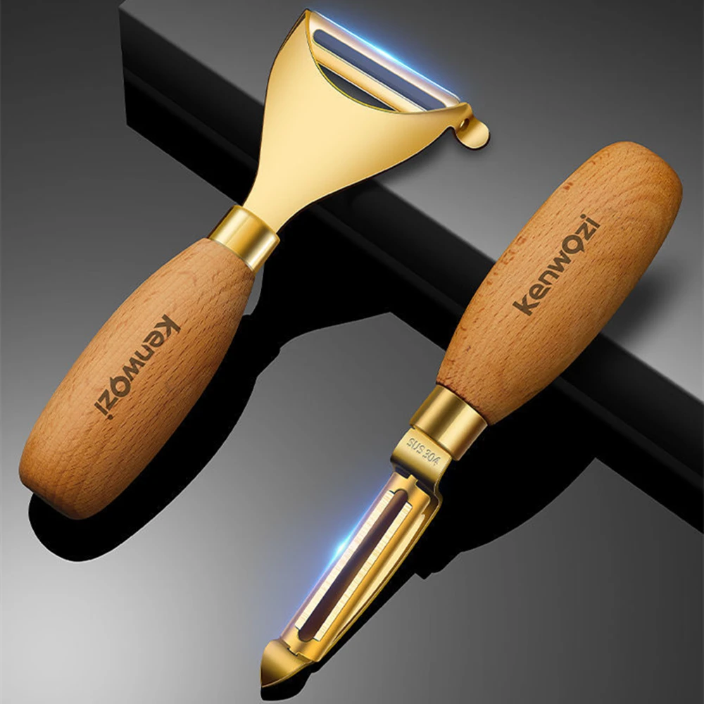 304 Stainless Steel Fruit Peeler with Wooden Handle, Slicer, Potato ...