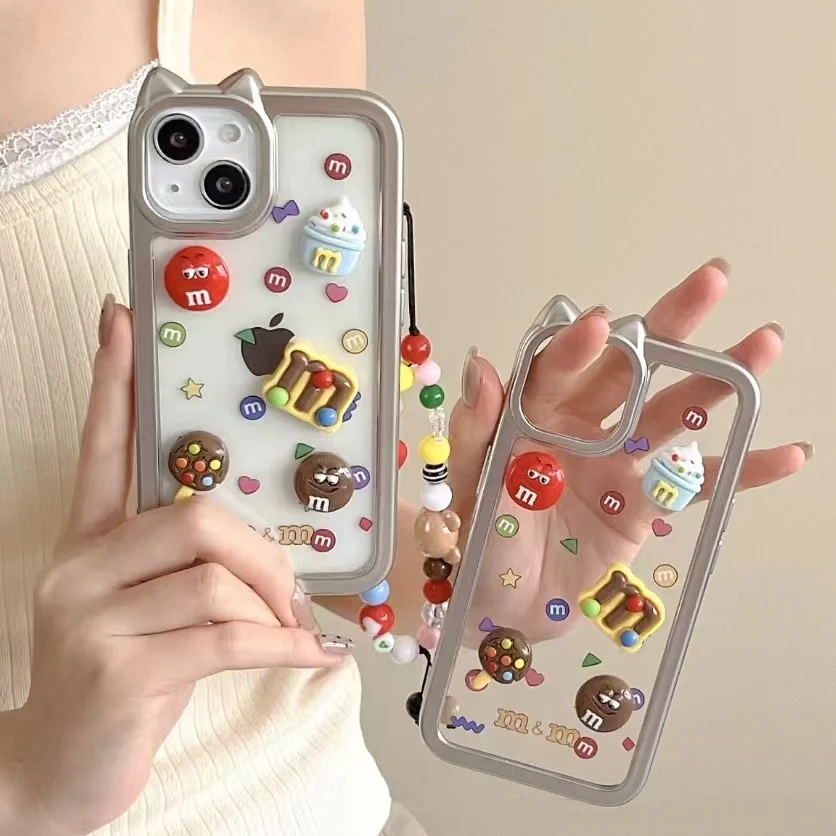 Luxury-cartoon-cat-ear-chocolate-cream-beans-teddy-bear-hanging-rope ...