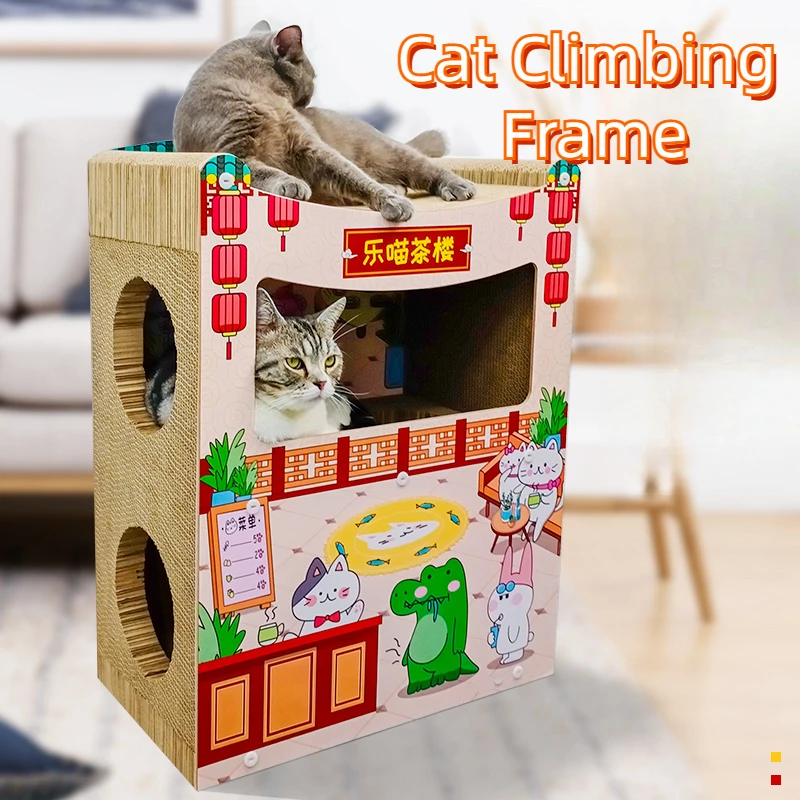Cat House cat villa Cat tower for scratching corrugated scratch board ...