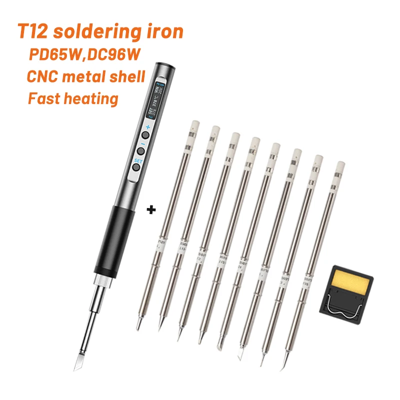 PTS100 T12 Soldering Iron PD Power Supply 65W Digital Display Adjustable Fast Heating Portable ...