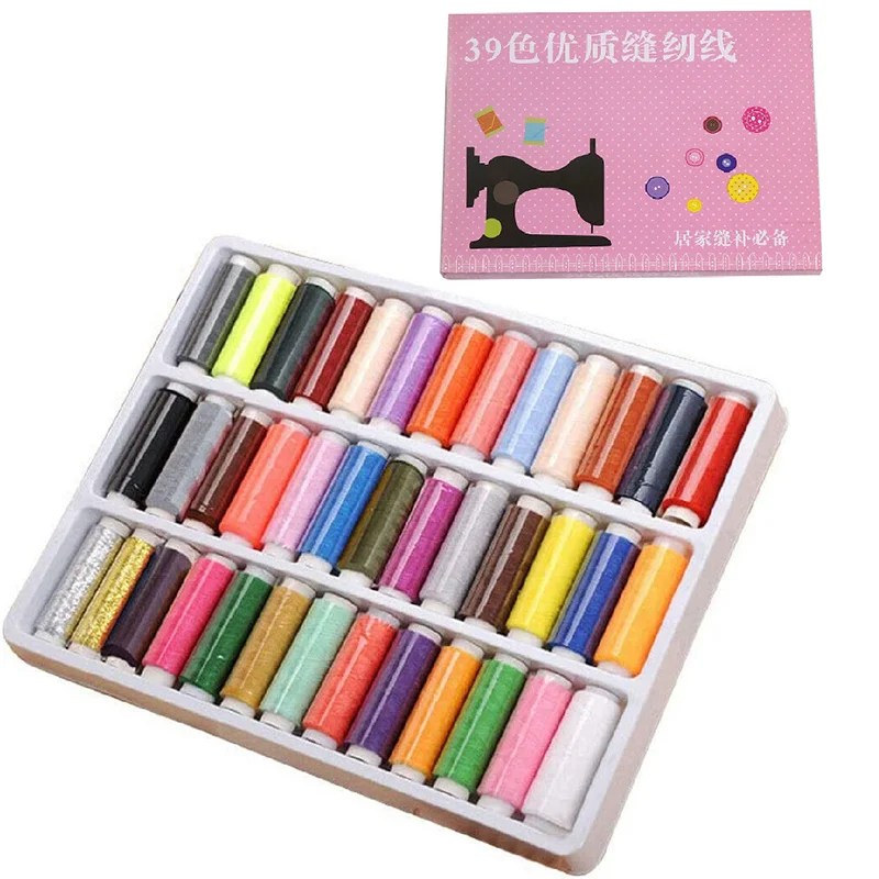 39Pcs Polyester Sewing Thread Box Quilting Thread Assorted Spools of ...