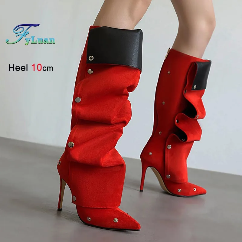 New Autumn Winter Lady Shoes Long Boot Rivet Frosted Tall Boots Fashion ...