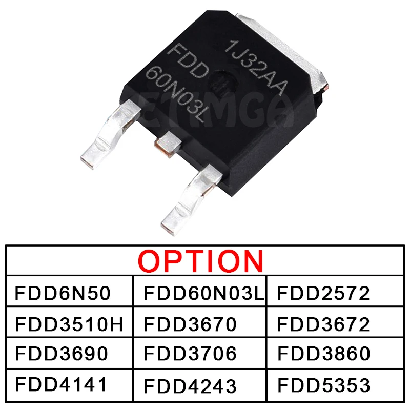 10PCS-LOT-FDD6N50-FDD60N03L-FDD2572-FDD3510H-FDD3670-FDD3672-FDD3690 ...