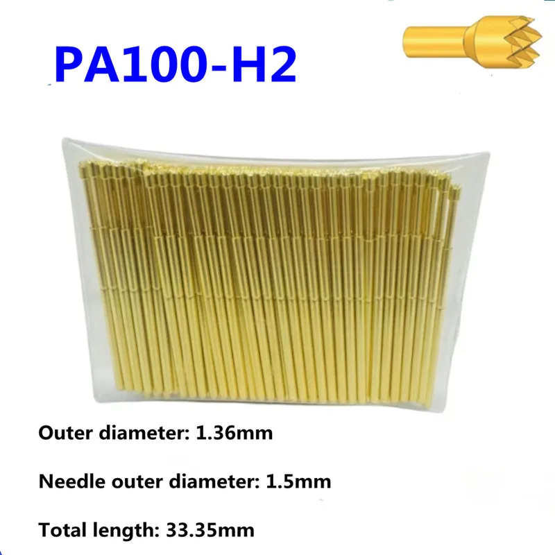 100PCS/pack Copper Gold Plated PA100-H2 Nine-jaw Plum Head Spring Test ...