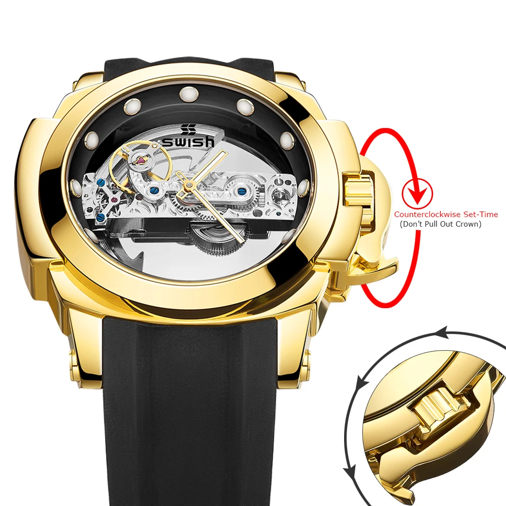 SWISH Classic Watch Hollow Mens Mechanical Watches Business Automatic ...