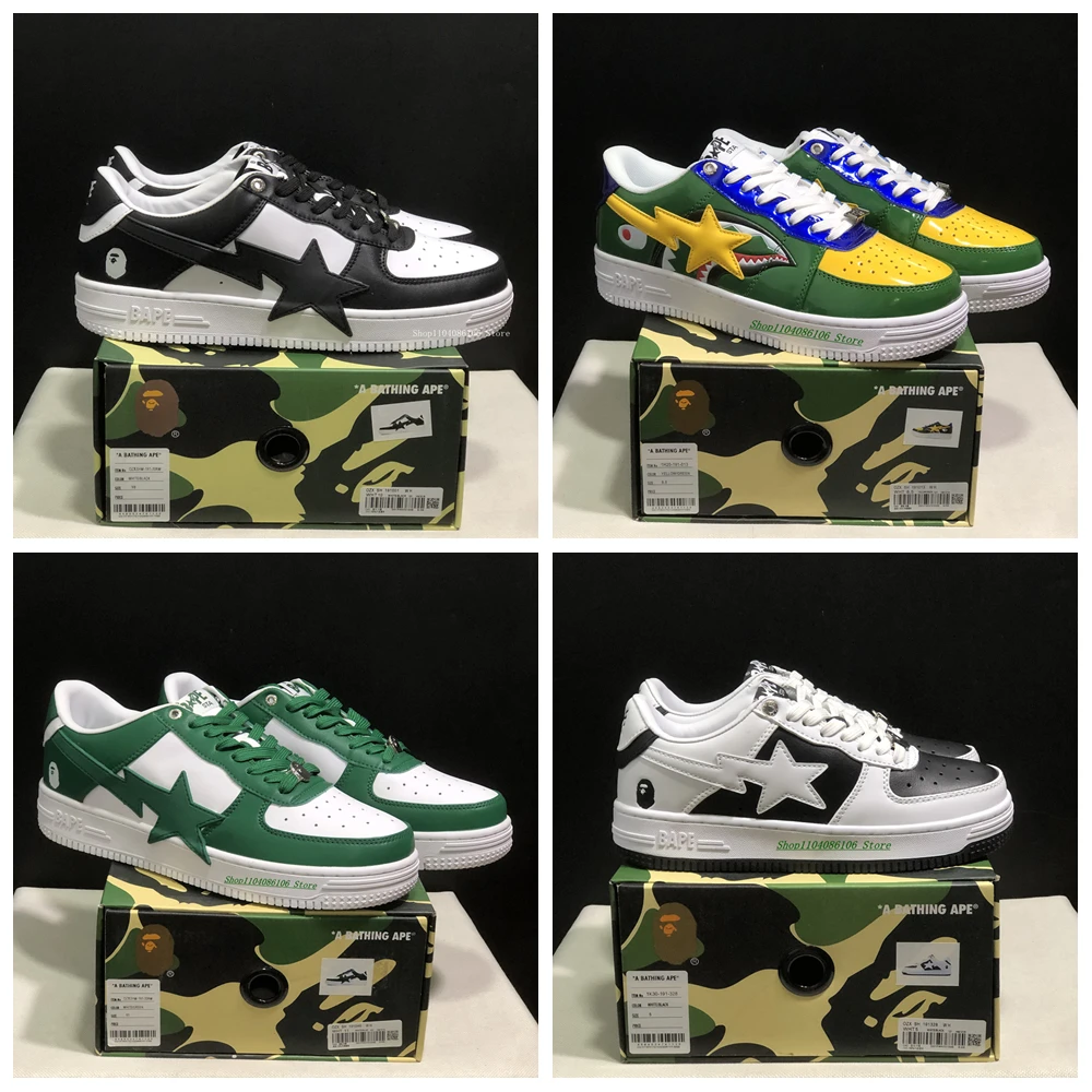 New-Arrival-Colors-Bape-Sta-Black-White-Vibe-Skateboarding-Shoes ...