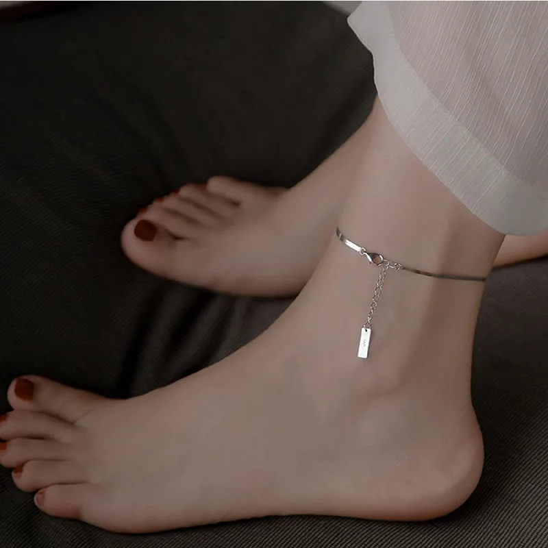 Simple Silver Anklets For Girls