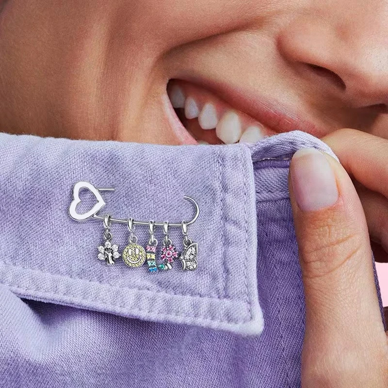 925 Silver Me Series Charms Accessories Safety Pin Fit Original Pandora ...