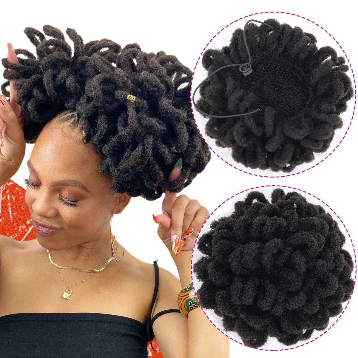 DIFEI Synthetic Drawstring Afro Puff Chignon Natural Hair Bun Woman's ...