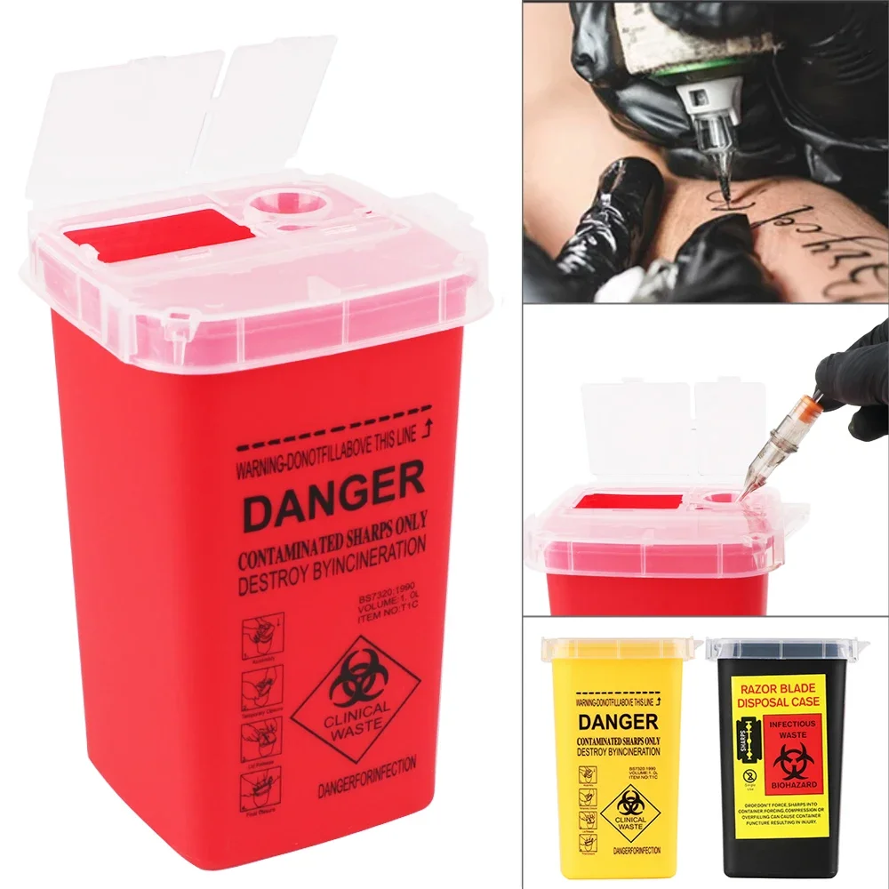 1L-Capacity-Sharps-Container-Medical-Needles-Bin-Biohazard-Tattoo ...