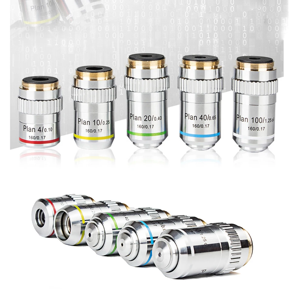 Microscope-Plan-Achromatic-Objective-Lens-4X-10X-20X-40X-100X ...