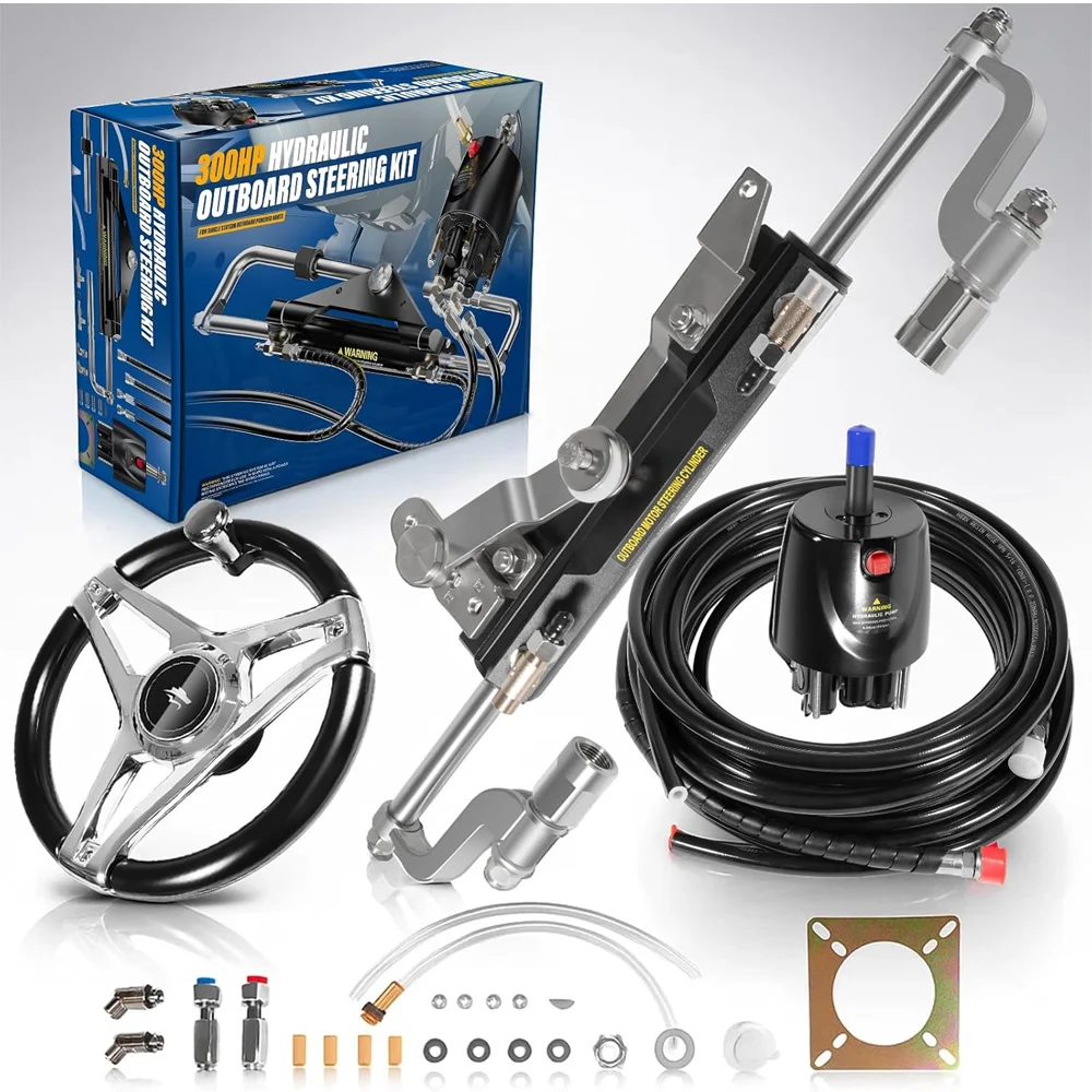 300HP Outboard Hydraulic Steering System for Boats-With 13" Anti-Slip ...