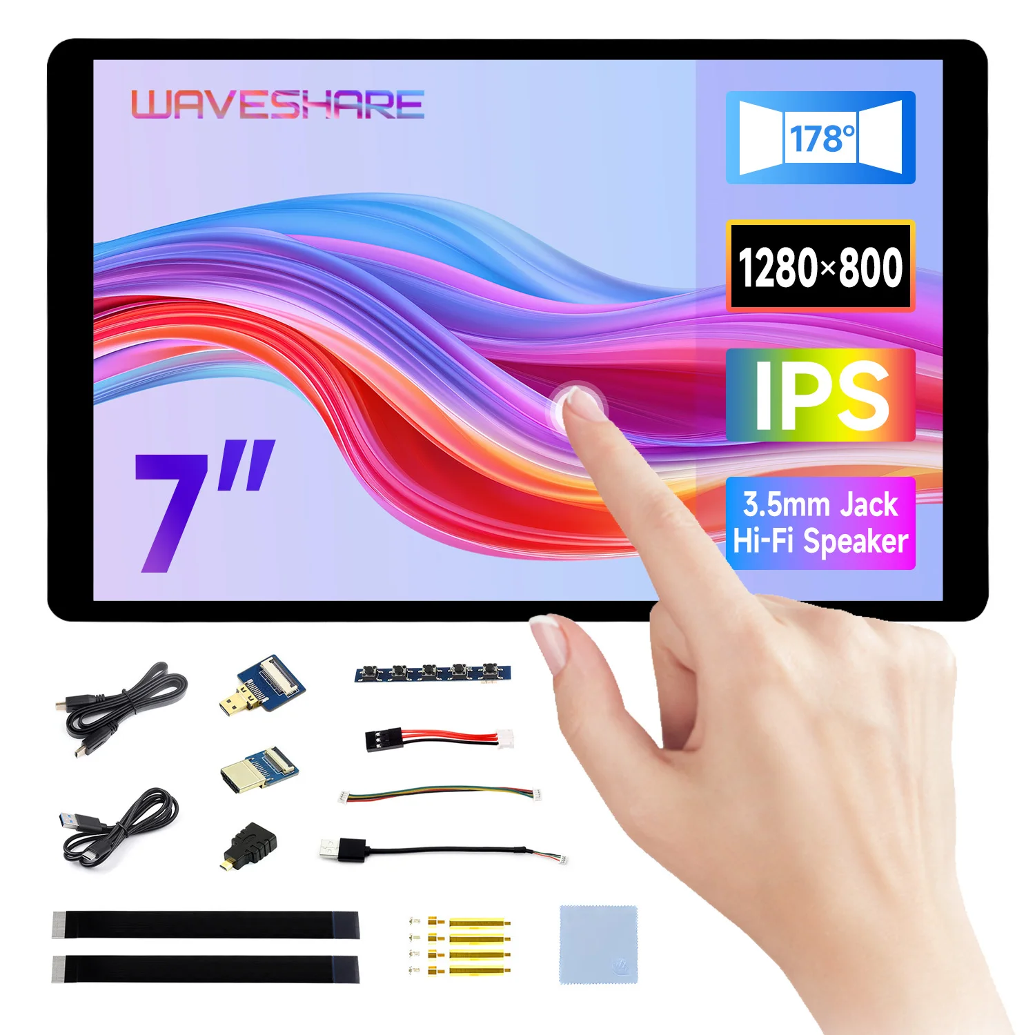 Waveshare 7inch Wide Color Gamut Capacitive Touch Display, 1280×800 ...