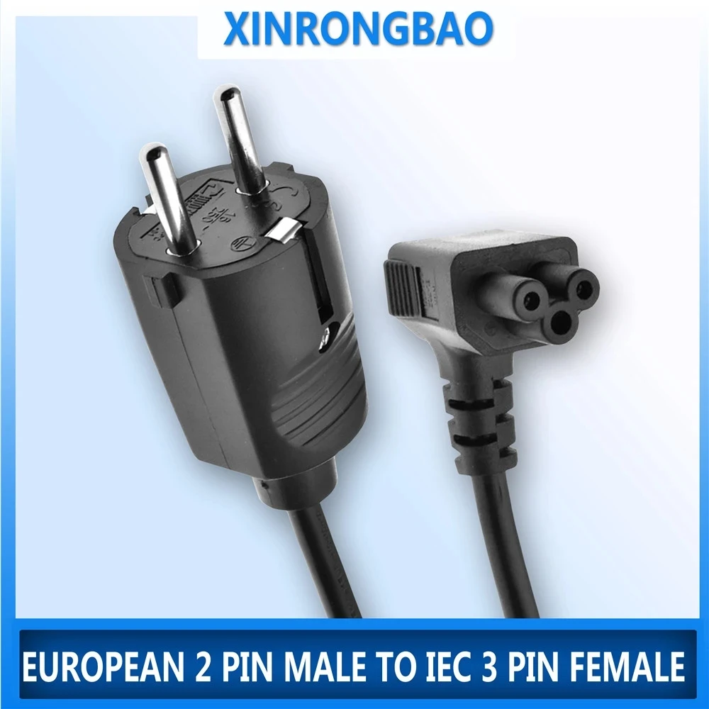 European 2 Pin Male to IEC 3Pin Female ,Schuko to IEC C5 Angled 90 ...