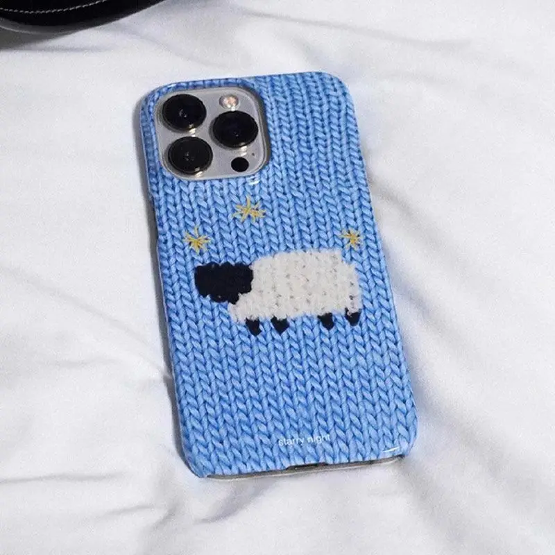 Cartoon-Knit-Sweater-Printed-Sheep-Phone-Case-for-IPhone-14-11-12-13 ...
