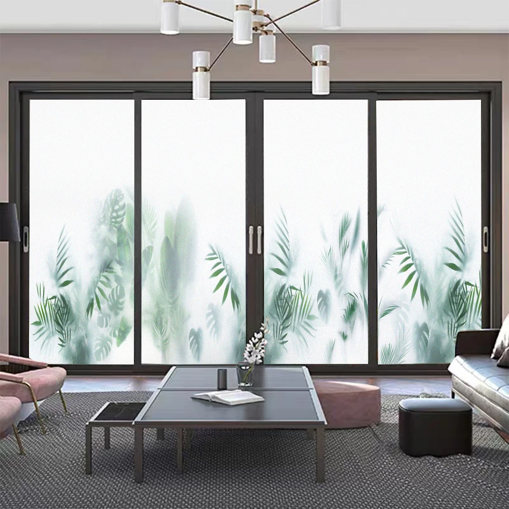 Sun-Block-Privacy-Window-Film-Hazy-Plant-Pattern-Glass-Door-Decorative ...