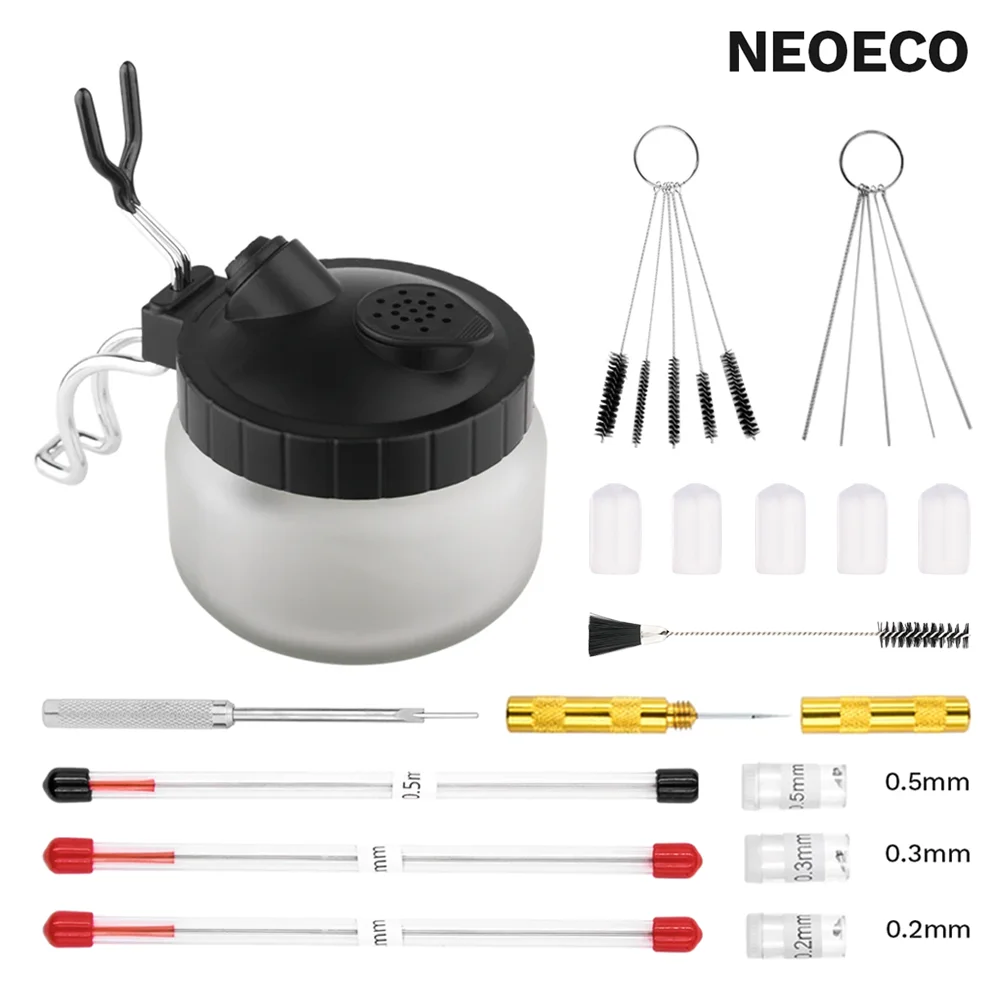 Airbrush-Cleaning-Pot-Spray-Gun-Cleaner-Glass-Air-Brush-Easy-Holder ...