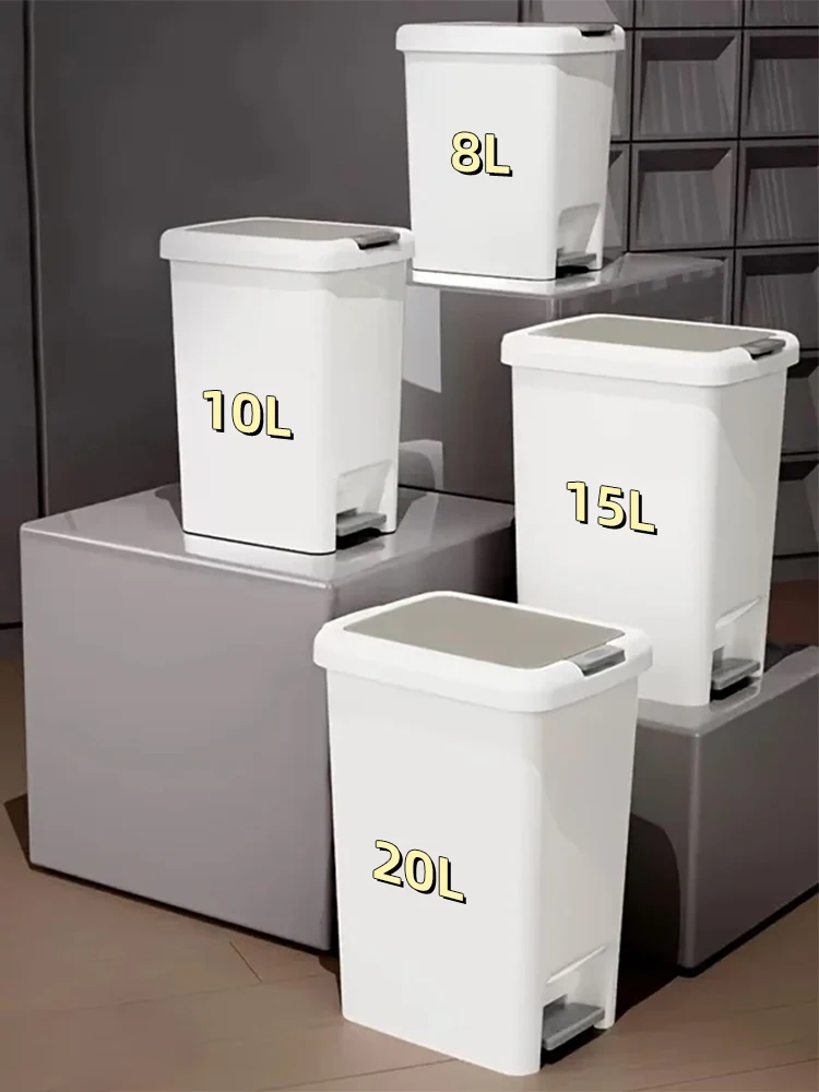Double Opening Plastic Foot Pedal Trash Can for Bathroom Kitchen Living ...