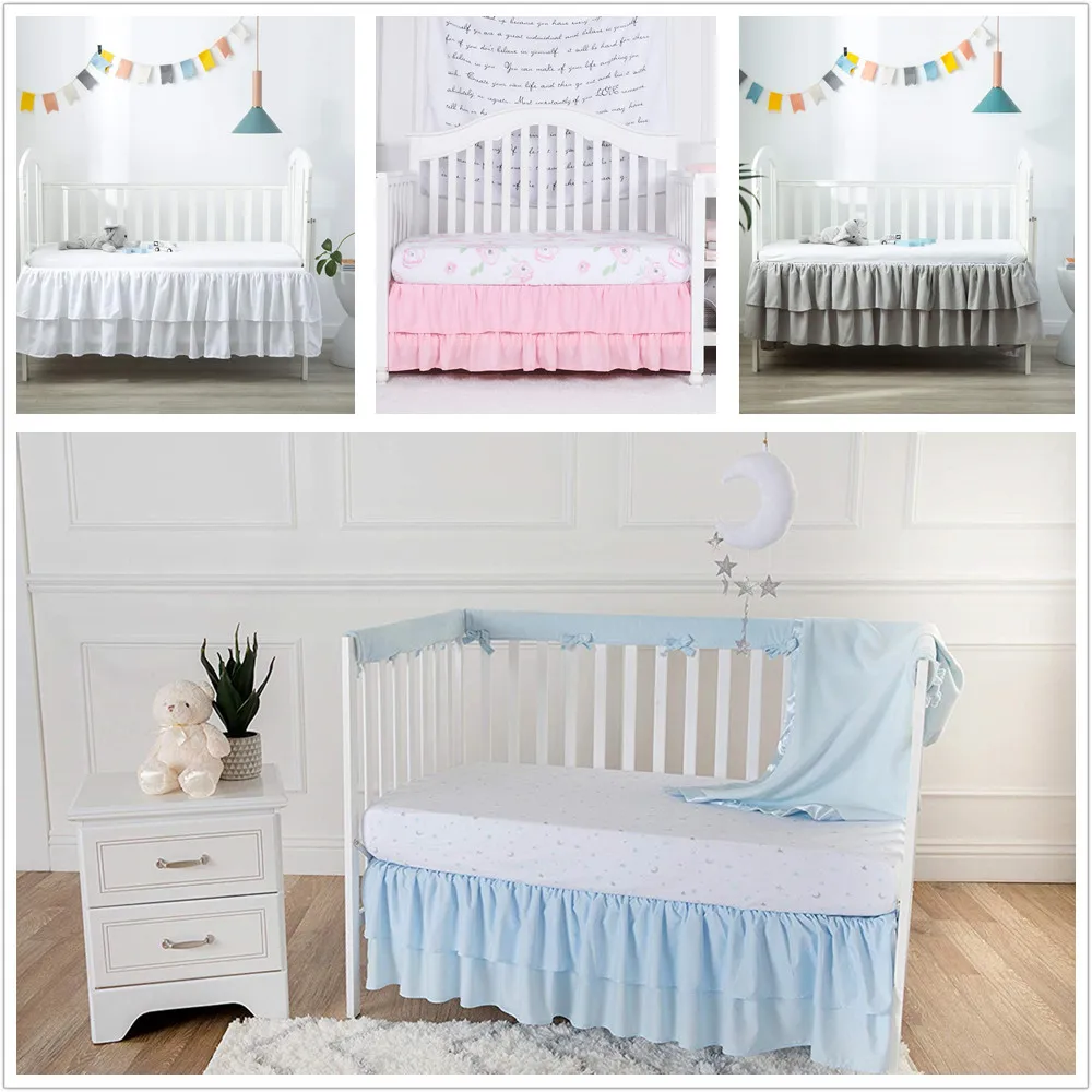 Duas-camadas-Ruffle-Cama-Saia-Crian-as-Beb-Ber-o-Cama-Saia-Baby-Bed ...