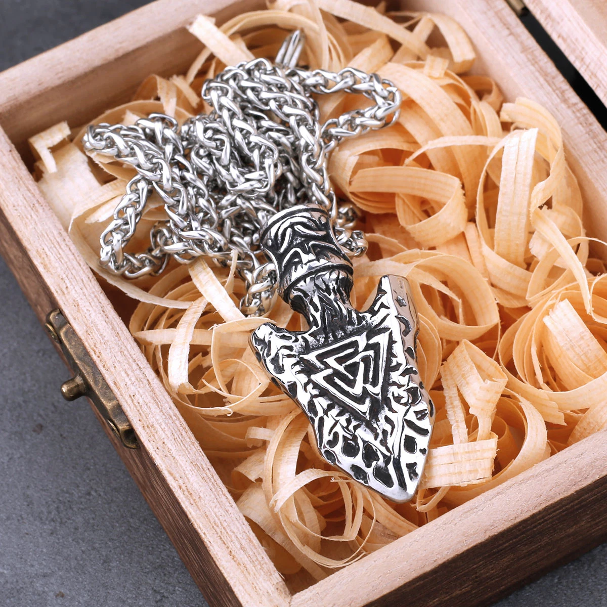 Stainless Steel Pendant Necklace | Viking Triangle Rune Necklace ...