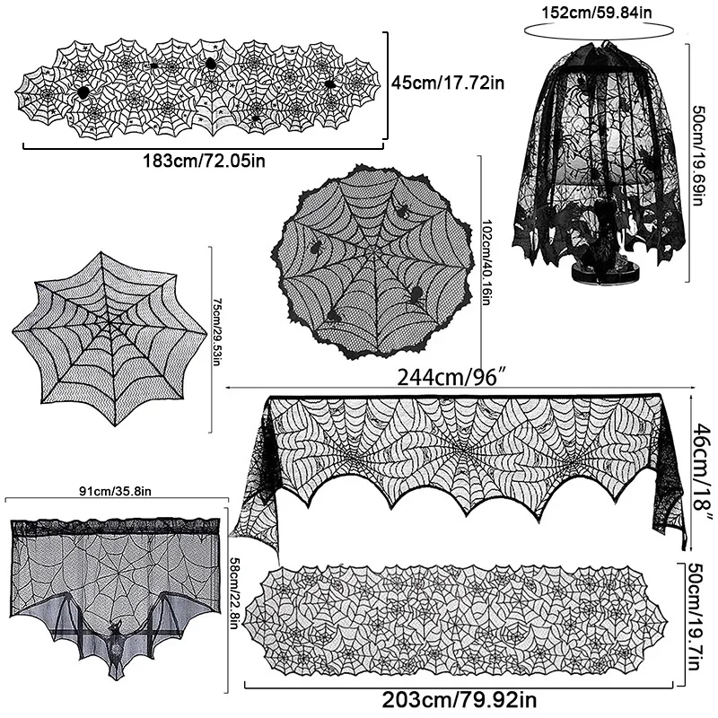 Halloween-Tablecloth-Creative-Table-Runner-Black-Lace-Spider-Web ...