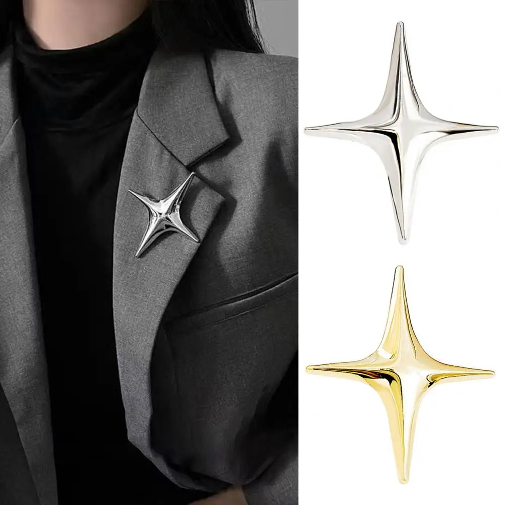 Metal-Four-pointed-Star-Brooch-Women-s-Brooch-Elegant-Luxury-Golden-Silver-Color-Clothing ...
