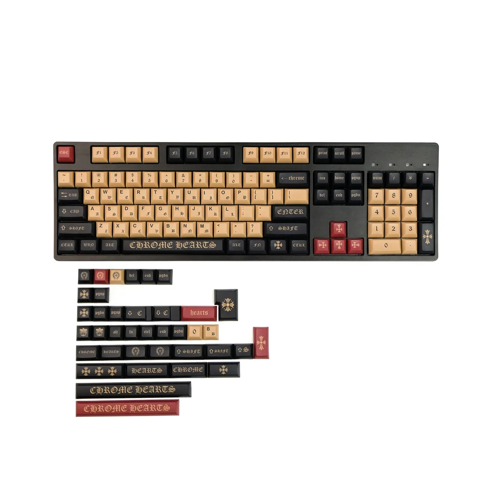 142 Keys Crow Heart Custom KCA Profile PBT Keycap DYE Subbed Gothic ...
