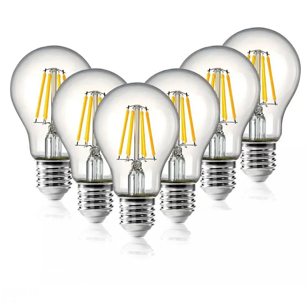 10x-Retro-COB-Glass-A60-E27-4W-6W-COB-light-chimney-LED-Filament-Bulb ...