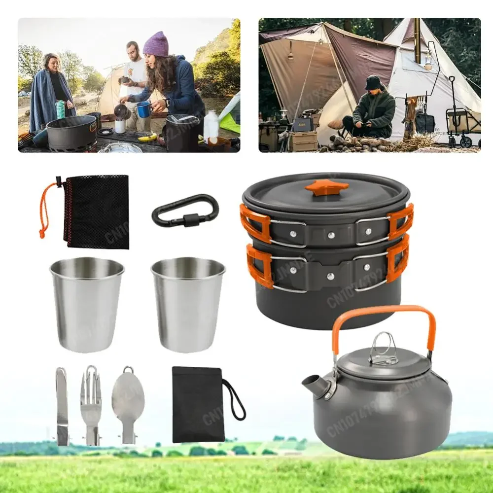 11Pcs-Portable-Outdoor-Cookware-Non-Stick-Lightweight-Pot-Pan-Kettle ...