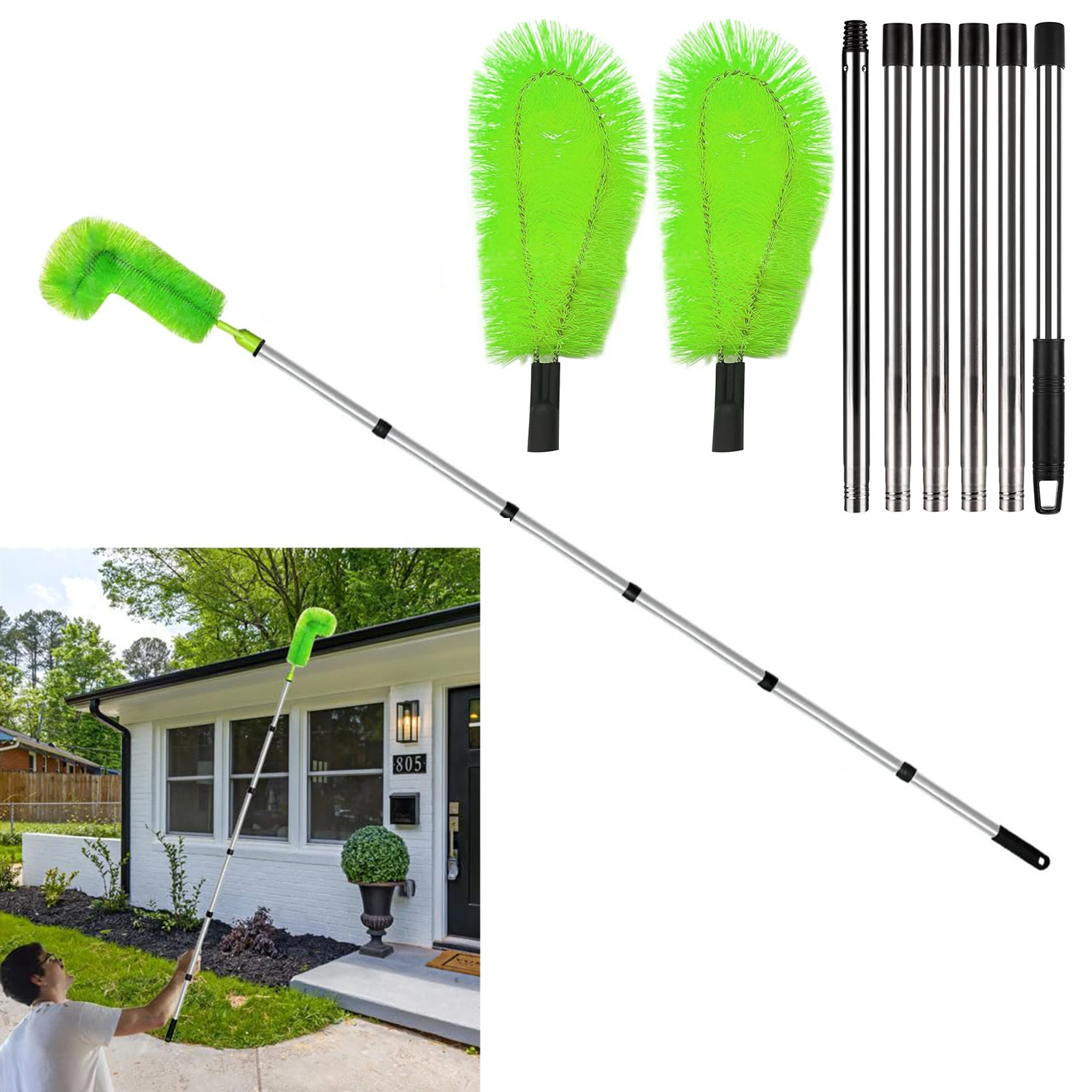 8pcs-set-Stainless-Steel-Pipe-Roof-Gutter-Cleaning-Brush-with ...