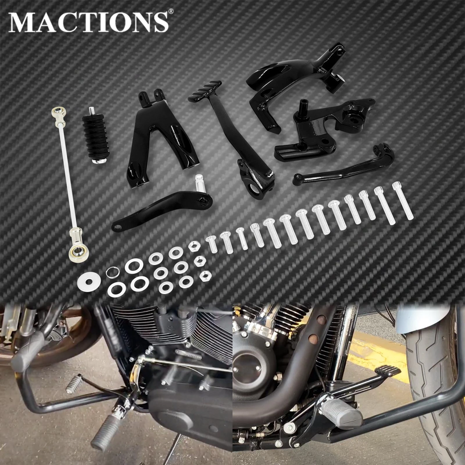 Motorcycle Black Forward Control Foot Kits Fit Billet Aluminum For ...