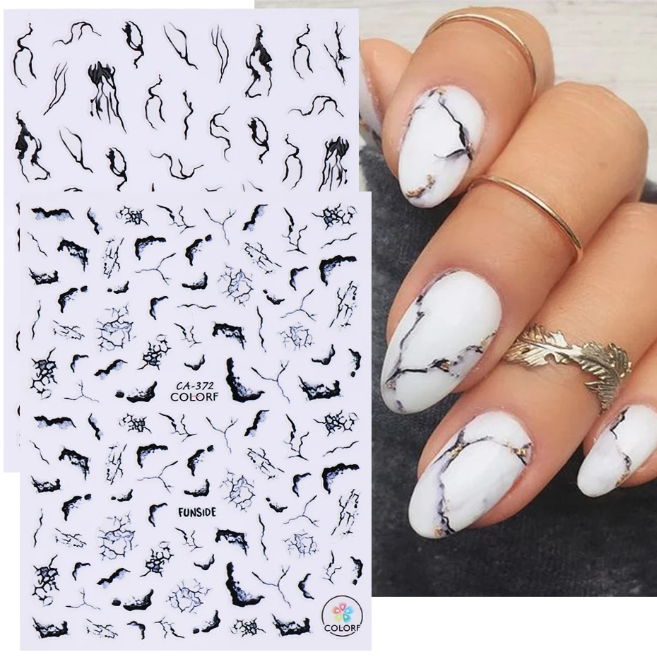 3D-Black-Crack-Nail-Stickers-Marble-Pattern-Irregular-Curves-Stripe ...