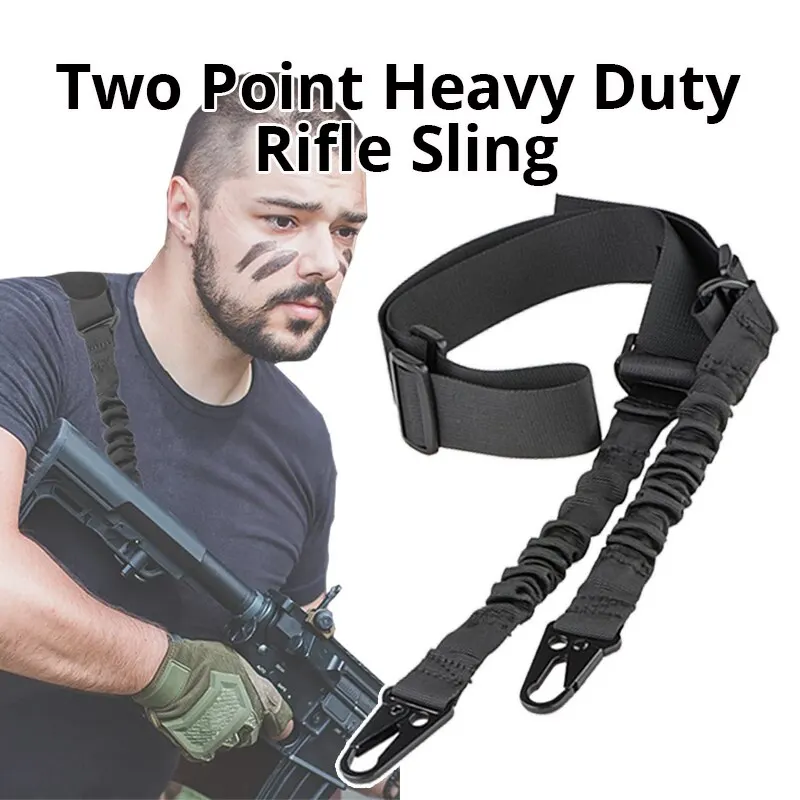 Tactical-Two-Points-Sling-Bungee-Shoulder-Strap-Durable-Nylon-Rifle ...