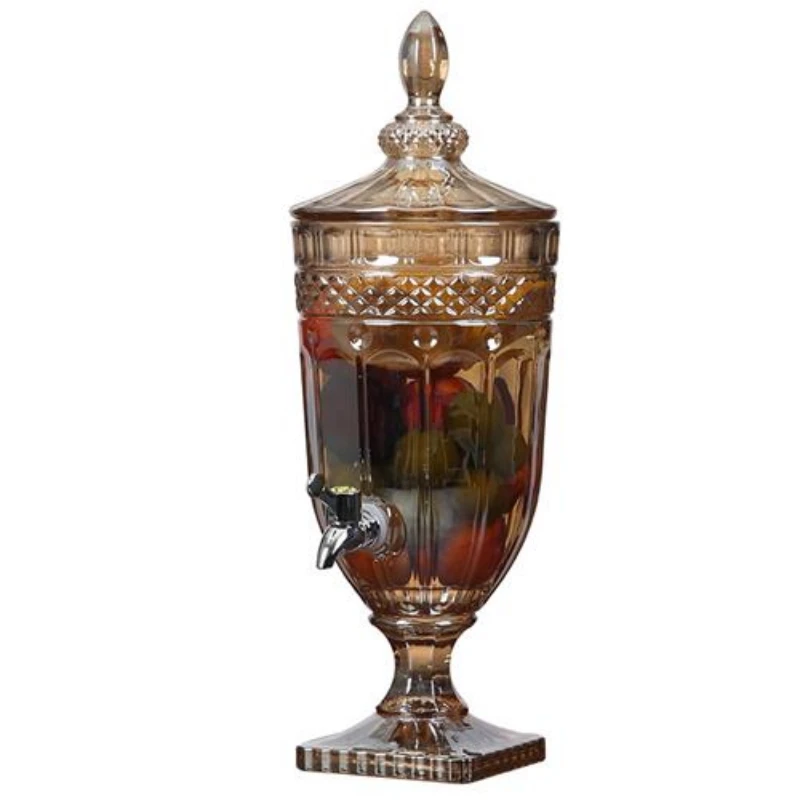 Glass-Juice-Cooking-Vessel-Beverage-Tank-with-Faucet-Hotel-Buffet-Milk ...