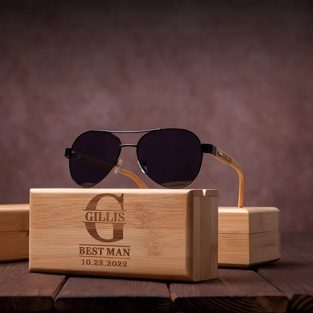 Personalized Custom Sunglasses with Wooden Box Classic Fashion Wooden ...