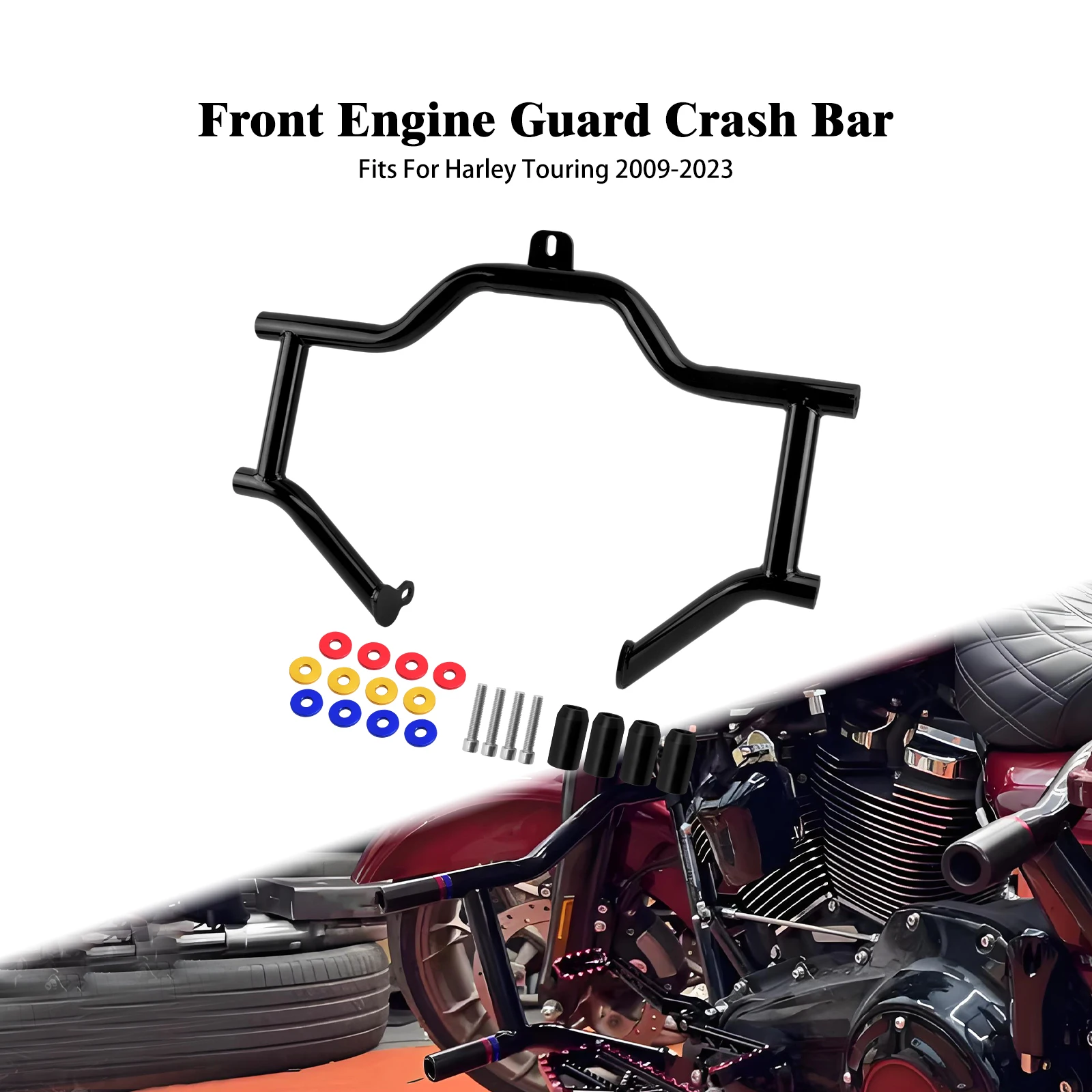 Motorcycle Engine Guard Front Crash Bar With Washer For Harley Touring ...
