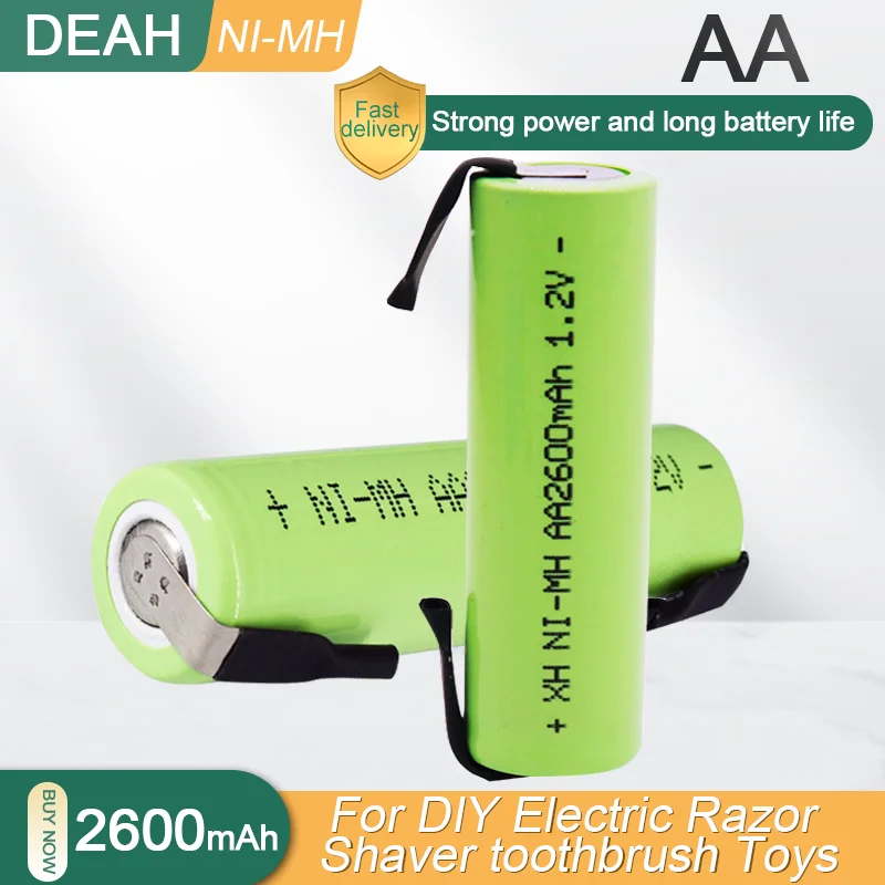 1-2PCS 1.2V 2600mAh NI-MH AA 2A Rechargeable Battery For Philips ...