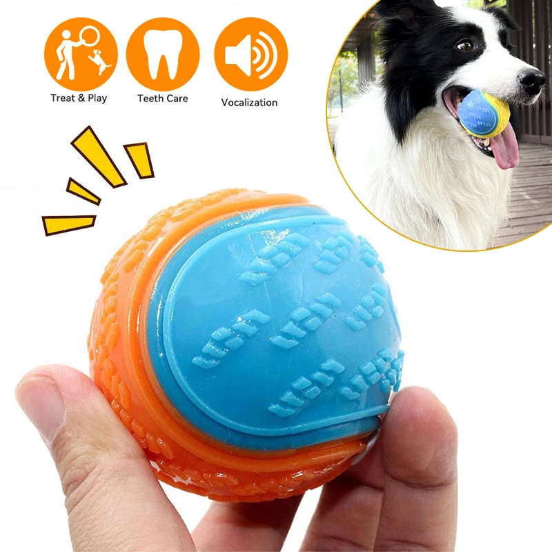 Pet-Dog-Toy-Bite-resistant-Rubber-Ball-Squeaking-Interactive-Puppy ...