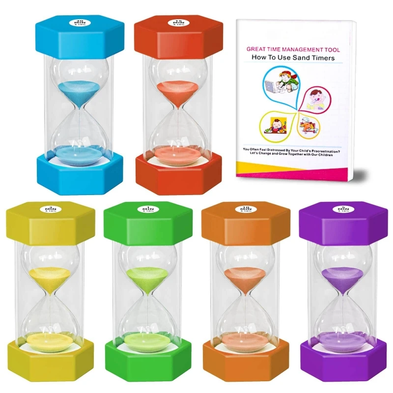 45-60-Minutes-Hexagon-Plastic-Hourglass-Fall-proof-Sand-Clock-Children ...