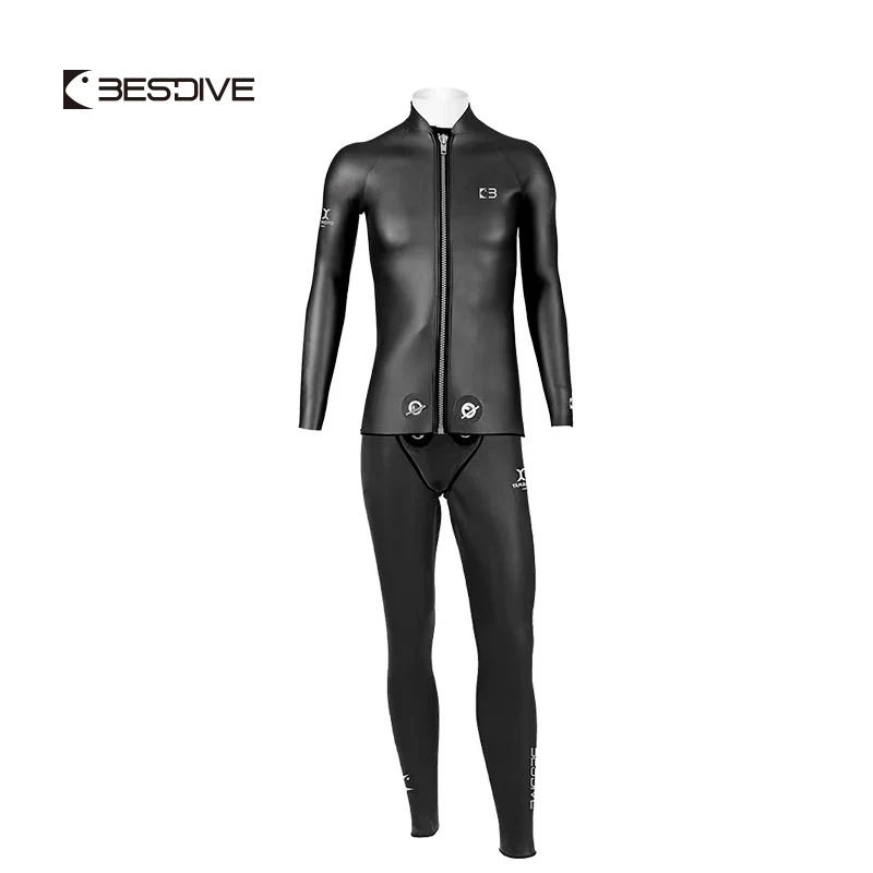 Bestdive Mens 2 Piece 5mm Zipper Jacket Wetsuit Beaver Tail & High ...