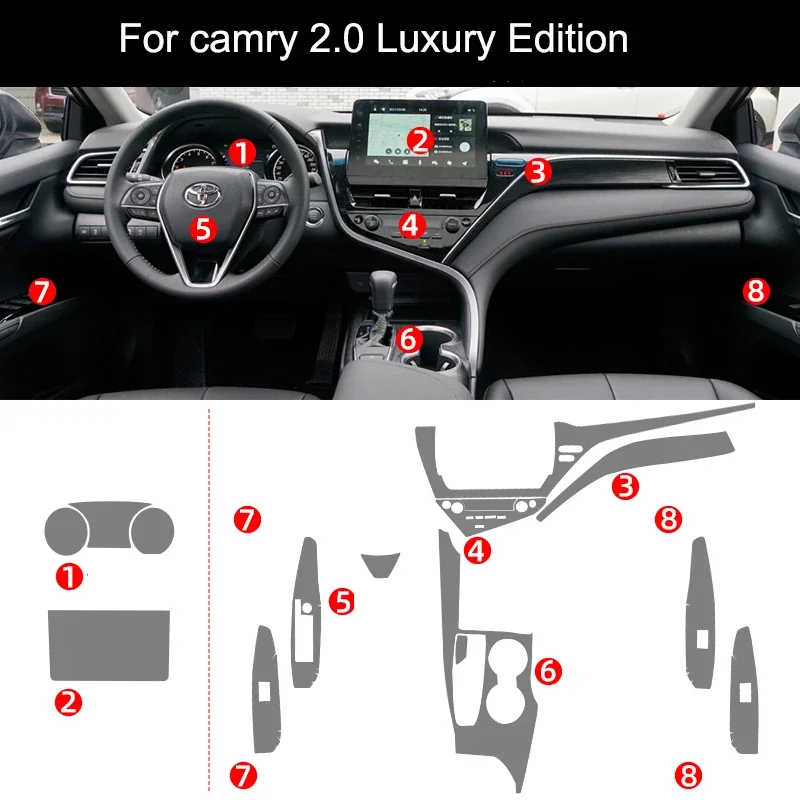 For-Toyota-Camry-2021-2023-TPU-Transparent-Protect-Film-Car-Interior ...