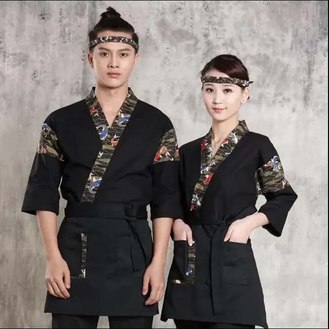 Japanese-Cuisine-Shirt-Men-Woman-Restaurant-Waitress-Uniforms-Kimono ...