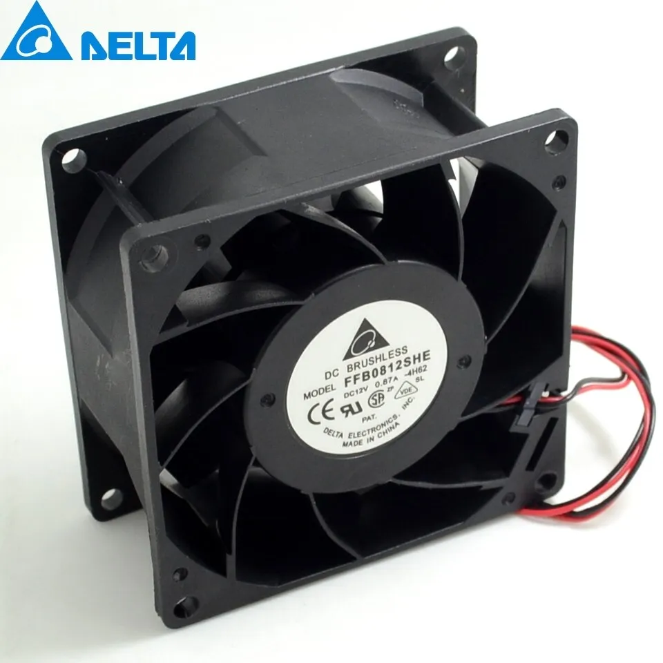 New-FFB0812SHE-12V-0-87A-8cm-80mm-8038-dual-ball-bearing-cooling-fan ...