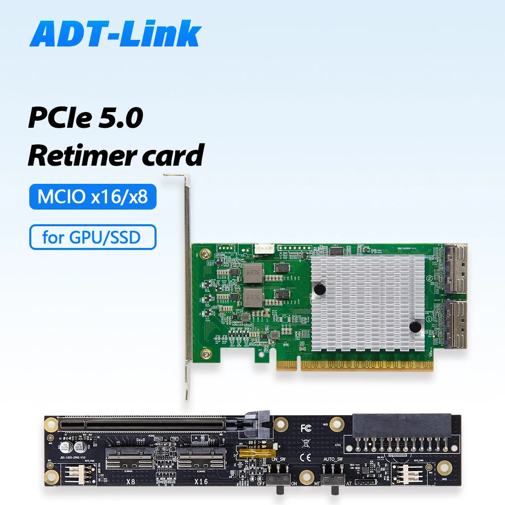 Placa retimer pcie 5.0 / 4.0 mcio x16/x8 para placa gráfica gpu placa ...